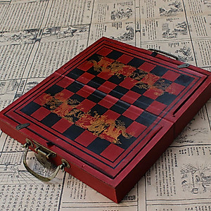 Vintage Chinese Terracotta Warrior 32 Chess Set Wood Table Chess Games Gift