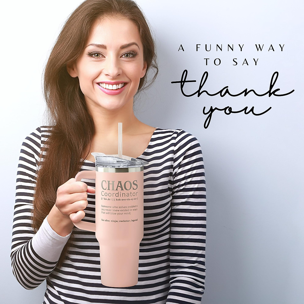Thank You Gifts for Women, Boss, Coworker, Manager, Office, Teacher - Chaos Coordinator Gifts, Boss Lady Gifts - Administrative Professional Day Gifts - Teacher Appreciation Gifts - 40 Oz Tumbler