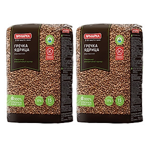 Yarmarka Farm Rosted Buckwheat Groats 700g/1.54lb Non GMO, Rich in Iron, Rich in Fibers and Minerals,, Kosher, Diet Friendly (Pack of 2)