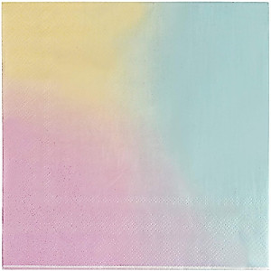 BLUE PANDA Paper Napkins for Rainbow Birthday Party (6.5 x 6.5 Inches, 150 Pack)