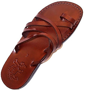 Holy Land Market Unisex Adults/Children Genuine Leather Biblical Sandals/Flip Flops/Slides/Slippers (Jesus - Yashua) Bethlehem Style I