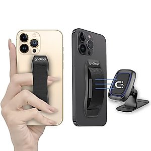 goStrap Magnetic Phone Grip Strap for back of Phone - Finger Loop Holder for Hand - Cell Phone Strap Compatible for Most iPhone, Smartphones, Mini Tablet, and Tablet Case