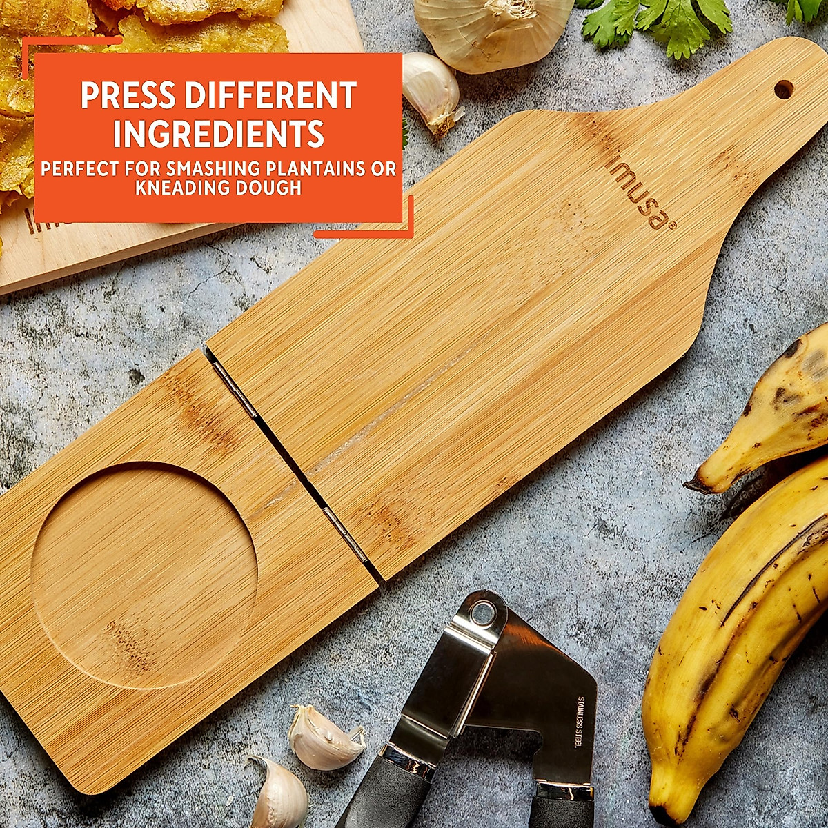 IMUSA USA Traditional Jumbo Bamboo Tostonera/Plantain Masher,Natural