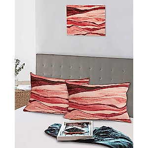 Edwiinsa Red Ombre Pillow Covers King Standard Set of 2 Bed Pillow, Watercolor Modern Abstract Art Aesthetics Plush Soft Comfort for Hair/Skin Cooling Pillowcases with Envelop Closure 20''x36''