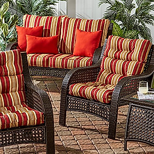 Greendale Home Fashions Outdoor 44 x 22-inch High Back Chair Cushion, Set of 1, Tuscan Stripe