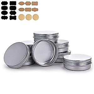 YQ 2 Oz Aluminum Tins Cans 28 Pack Round Storage Jars Containers Screw Lids Metal Tins Travel Tins Cosmetic Refillable Containers(Silver)