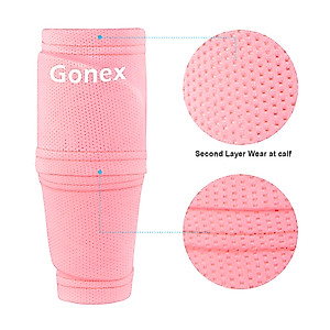 Gonex Soccer Shin Guards for Kids Adult, Youth Boys Girls Shin Guards Slip in Soccer Shin Pad Sleeves Canilleras for Football Games, EVA Cushion Protection Reduce Shocks & Injuries