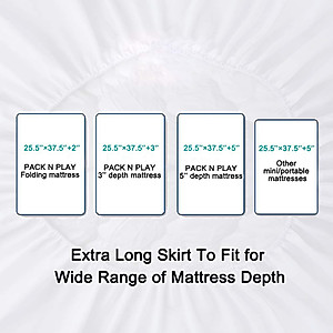 Pack n Play Sheet Quilted Waterproof Protector, 2 Pack Premium Fitted Pack n Play Pad Cover 39" X 27" fits for Baby Foldable and Playard Mattress, Portable Mini Crib,White&Aqua