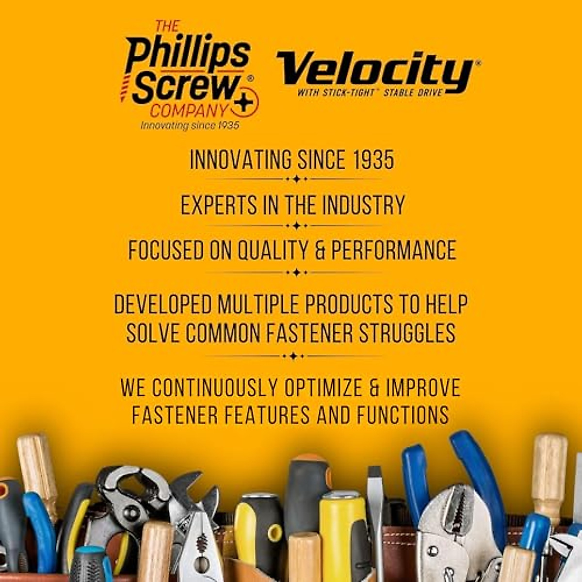 Velocity Interior 1 1/2 Inch Wood Screws DIY Pack (Size #6, 200 Pcs) – Zinc and Yellow Coating, Stick-Tight Technology, Screw for Wood Working with PSD ACR Driver Bit