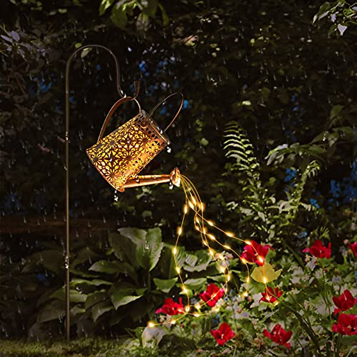 Gusgopo Small Solar Outdoor Lights, Hanging Waterproof Garden Decor Strip Light, Automatic Warm LED Metal Watering Can Light, Decoration for Landscape, Patio, Yard, Lawn, Pathway, Walkway, Tree