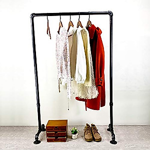 Womio Industrial Pipe Clothing Racks,36 in Hanging Clothes Retail Display,Commercial Grade Pipe Clothes Racks,Heavy Duty Garment Racks,Black brush silver