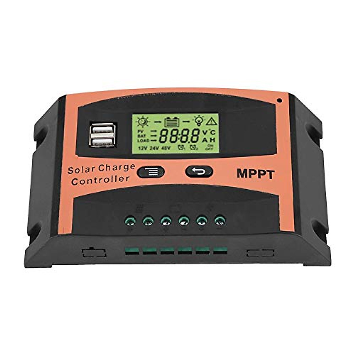 Solar Charge Controller, 12V/24V MPPT Solar Panel Battery Regulator with LCD Display, Overload Protection for Home, Industry, Commercial, 60A(60A)