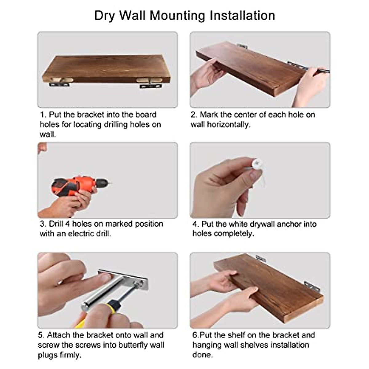 Kosiehouse Pine Solid Wood Floating Shelf, Wall Mounted Rustic Wall Shelves Display Ledge Storage Shelf for Kitchen, Bath, Dorm, Laundry