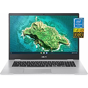 ASUS 2022 Newest Chromebook 17.3" FHD IPS Laptop, Intel Celeron N4500 (Dual-core, up to 2.8 GHz), 4GB DDR4 RAM, 32GB eMMC SSD, Wi-Fi6, Chrome OS with JAWFOAL