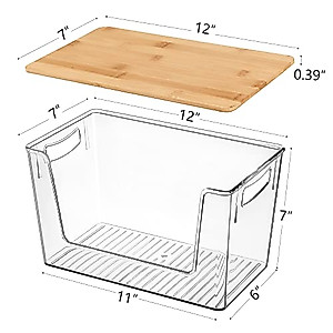 Hudgan Clear Stackable Storage Bins Acrylic Open Front Bliss Bins with Lids for Organizing The Home Edit Holder Dispenser Containers