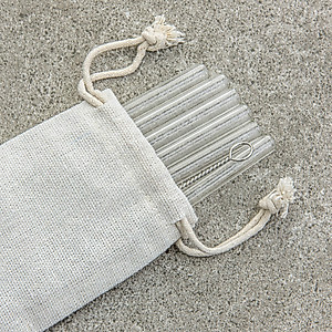 Simplifi It Clear Glass Cocktail Straw Set with Nylon Cleaning Brushes (8 PC.) - SI-SGL6-8C