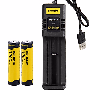 18650 Battery Charger for 3.7V 3000mAh Lithium-ion Button Top Rechargeable Battery,Smart Charger with Micro USB Charging Cable for Flashlight/Headlamp/Doorbell battery