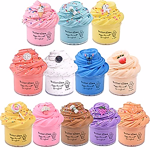 12 Pack Butter Slime Kit for Girls Boys, with Blue Slime, Ice Cream, Peachybbies Slime ect.Scented Slime Party Favors for Kids, Soft & Non-Sticky, Putty Slime Stress Relief Toys for Kids Girls Boys