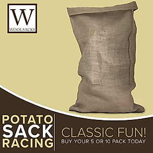 Woolsacks Potato Sack Race Bags for Adults | Large 24" x 40" Burlap Sacks for Sack Races | Great for Birthday Parties, Outdoor Events, Gardening, & More (Pack of 5)