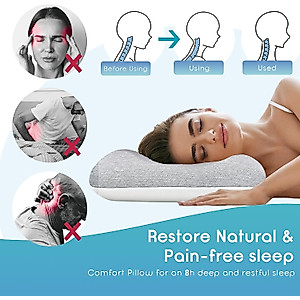 Reversible Plus+ Memory Foam Pillow Multipe Function- Widen Desgin Neck Contour Cervical Orthopedic Pillow- Firm Pillow for Back, Stomach and Side Sleepers - Pillow for Neck and Shoulder Pain