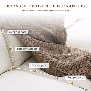 L Shape Sectional Couch for Living Room Sets, 118" 5-Seat Sofa Couch with Chaise Lounge, Chenille Cloud Sofa with Double Seat Cushions, Sleeper Sofa Couch for Apartment, Studio, Office, Beige
