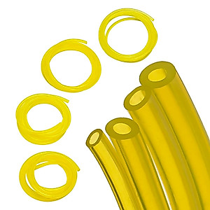 GARDEN SECRETS (4 Sizes) 2-Stroke Garden Power Tools Fuel Line Replacement Kit. Fuel Hose Fuel Tube for String Trimmer Chiansaw Blower Power Tools with Small Engine, Nitro Engine. (Yellow, 4ft each)