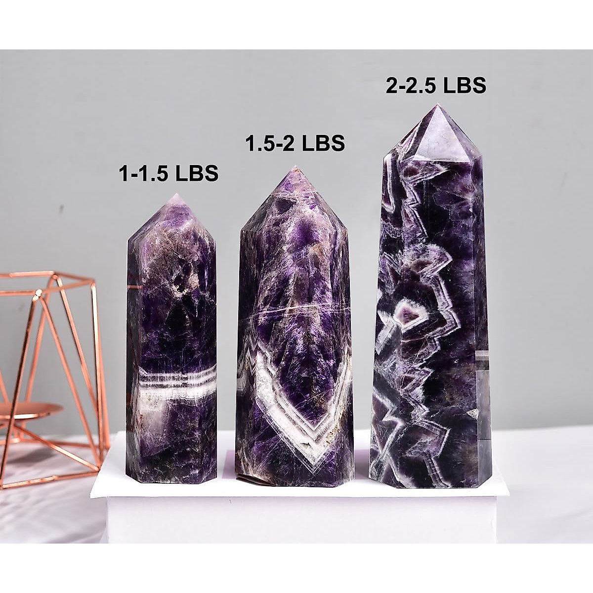 MOGEMT Large Dream Amethyst Healing Crystal Wand Point Obelisk Tower 6 Faceted Reiki Chakra Meditation Therapy 1.5-2.0 LBS