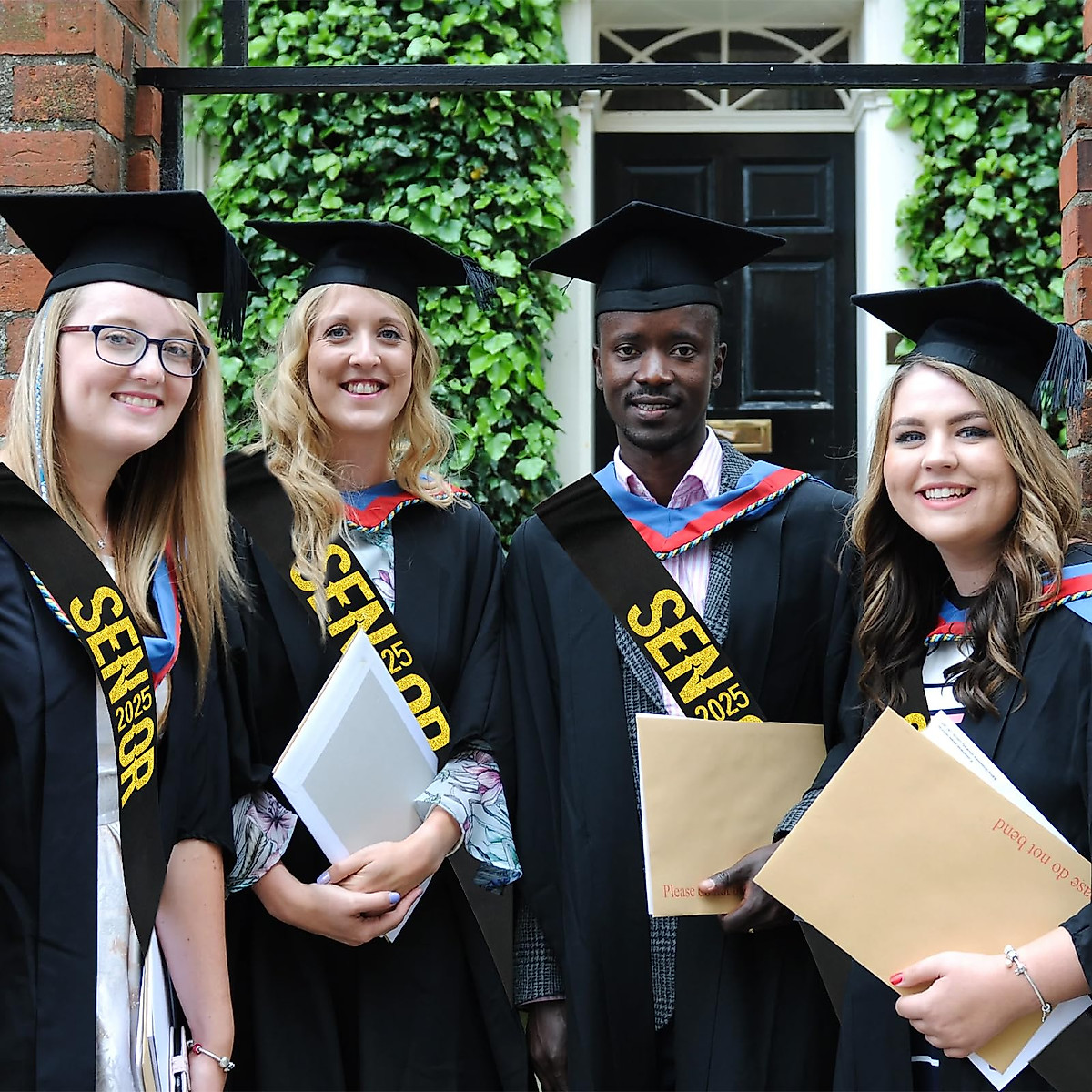 6Pcs Black Senior 2025 Sash with Gold Printing Letters, 2025 Graduation Celebrations Sashes, Class of 2025 Sash for Graduation Party, Senior Cheer Sashes, Cheerleader Sash, Class Competition Sashes