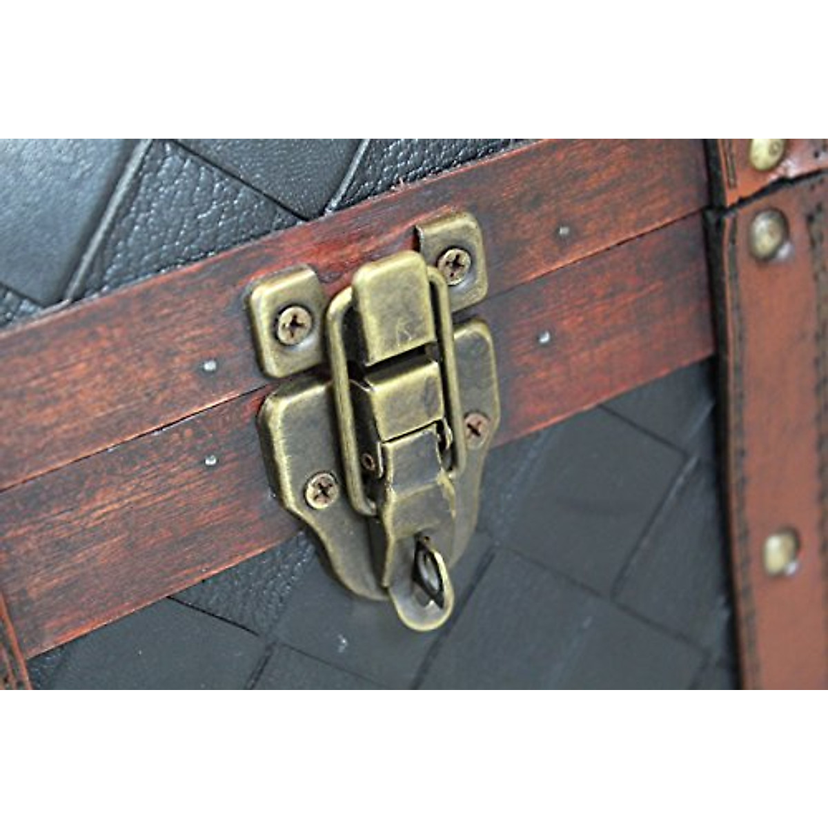 Vintiquewise(TM Wooden Leather Treasure Chest
