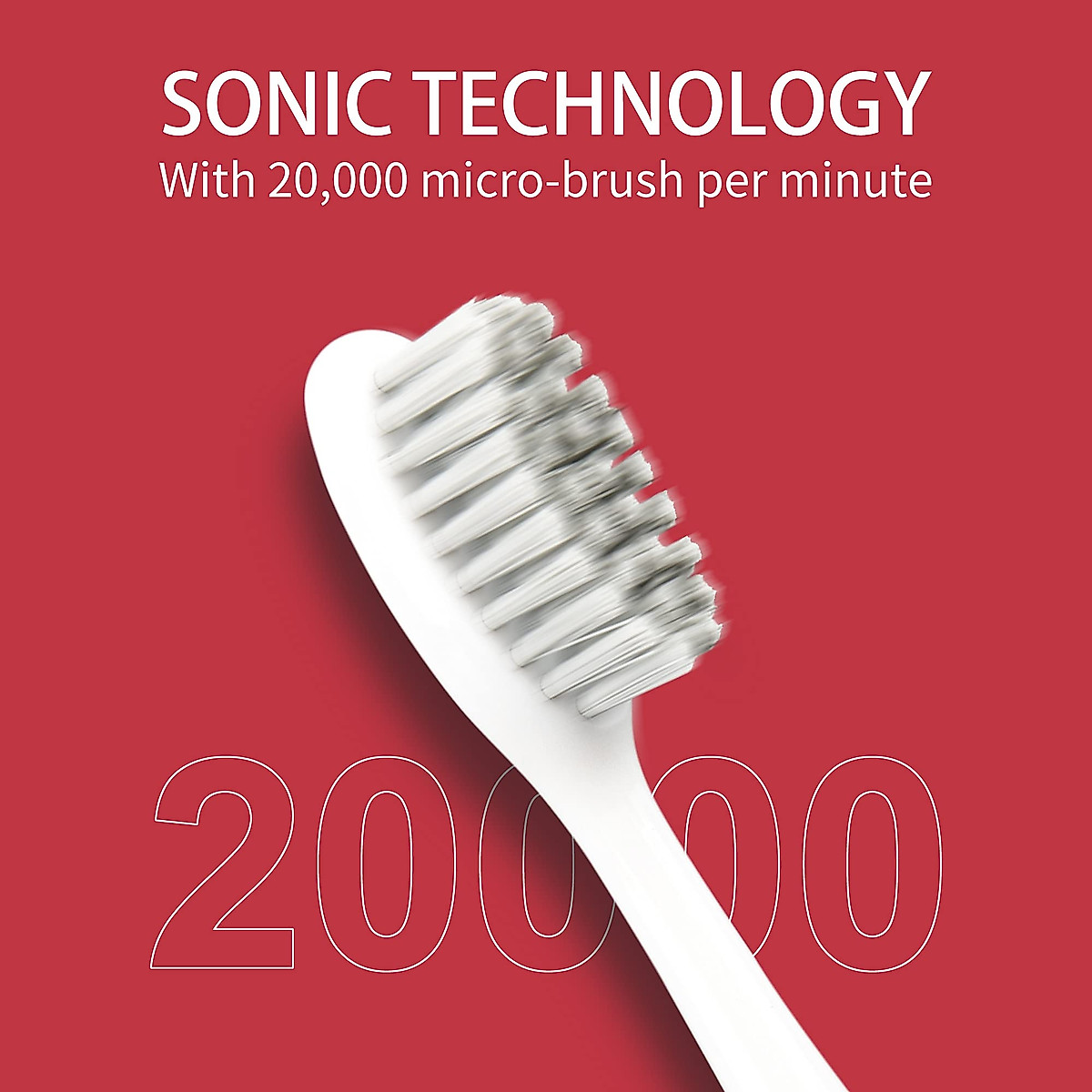 Flexforce AAA Battery Powered Sonic Toothbrush, 2 Replaceable Toothbrush Heads, Metal Aluminum Toothbrush Handle, for Kids and Adults, 2 Minute Timer, V1 Electric Toothbrush, Red