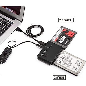 Xbnmex IDE SATA to USB 2.0 Cable Hard Drive Reader IDE SATA PATA USB 2.0 for Hard Drive Disk HDD 2.5" 3.5" with External AC Power Adapter(Black)