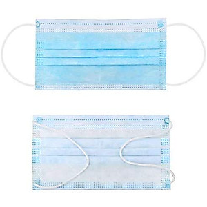 3PLY [Choose] 50Pcs | 500Pcs | 3000Pcs Disposable Face Masks 3 Ply Protective Safety Mask for Dust, Air Pollution with Elastic Earloop (Blue) (50)