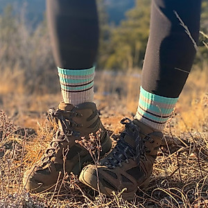 TCK Merino Wool Striped Crew Socks (Plum/Lavender, Large)