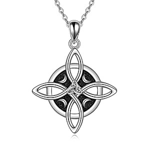 VONALA Witches Knot Necklace Nudo de Bruja Pendant 925 original Sterling Silver Celtic Triquetra Trinity Knot Pendant Necklace Good Luck Irish Jewelry Christmas Gifts for Women Men
