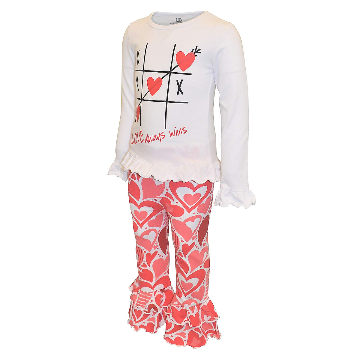 Unique Baby Girls Valentines Day Love Always Wins Pants Set (4t, Love Wins)