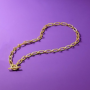 Ross-Simons Italian 18kt Gold Over Sterling Paper Clip Link Necklace. 16 inches