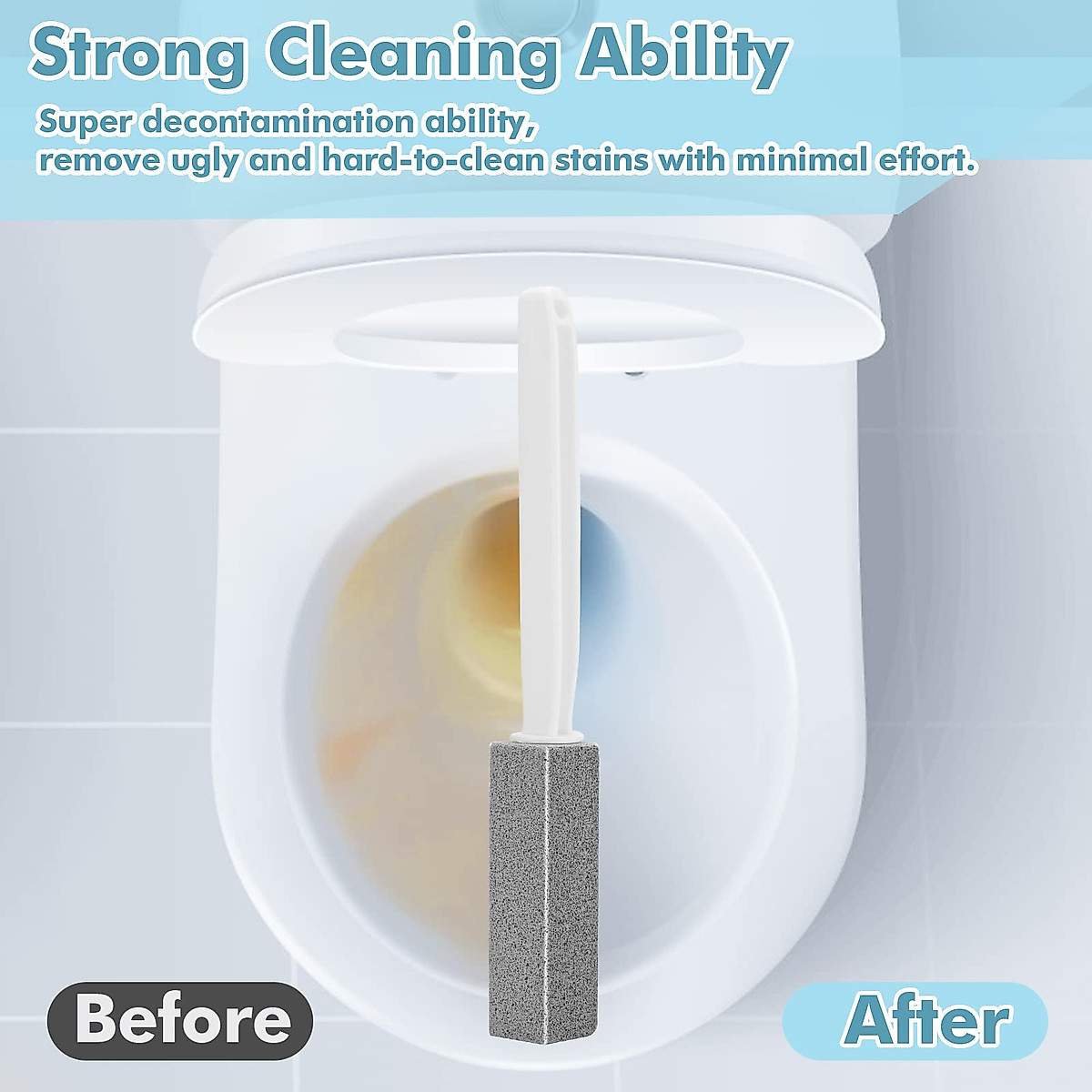 2 Pack Pumice Stone for Toilet Cleaning with Extra Long Handle, Premium Pumice Stone Toilet Brush, Hard Water Stain Remover Effectively Removes Stubborn Limescale.