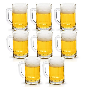 COKTIK 8 Pack Heavy Large Beer Glasses with Handle - 14 Ounce Glass Steins, Classic Beer Mug glasses Set