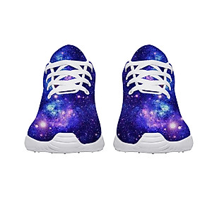 lodaden Blue Purple Galaxy Shoes for Women Men, 3D Print Universe Galaxy Nebula Sneakers Tennis Walking Shoes Gifts for Friends,US Size 10.5