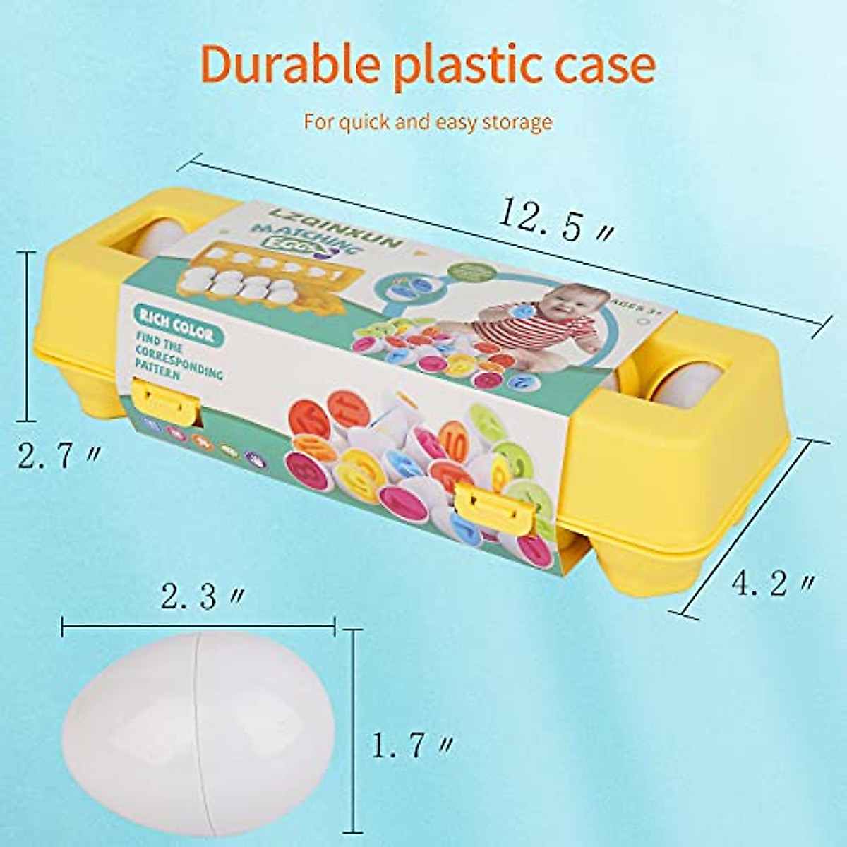 LZQINXUN Educational Toys,Matching Eggs,Egg Toy Preschool Toys for Kids and Toddlers to Learn About Shapes and Numbers,Learning Games Sorting Toys Easter Eggs Gift (Number & Match)