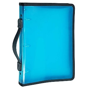 JAM PAPER Plastic Zipper 1 inch Binder - Blue 3 Ring Binder - Sold Individually