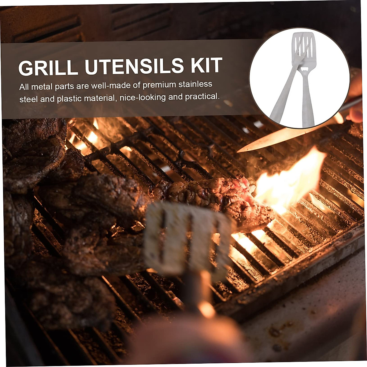 2pcs Frying Spatula Barbecue Fork Plastic Meat Large