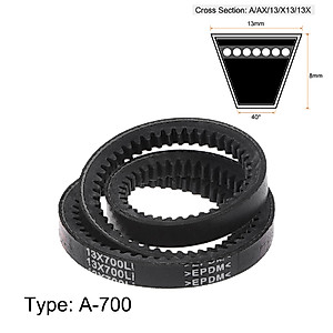 HARFINGTON 13x700 Cogged V-Belts AX Section Drive Raw Edge Belt 700mm Inner Girth 13mm Width 8mm Thickness EPDM for Power Transmission