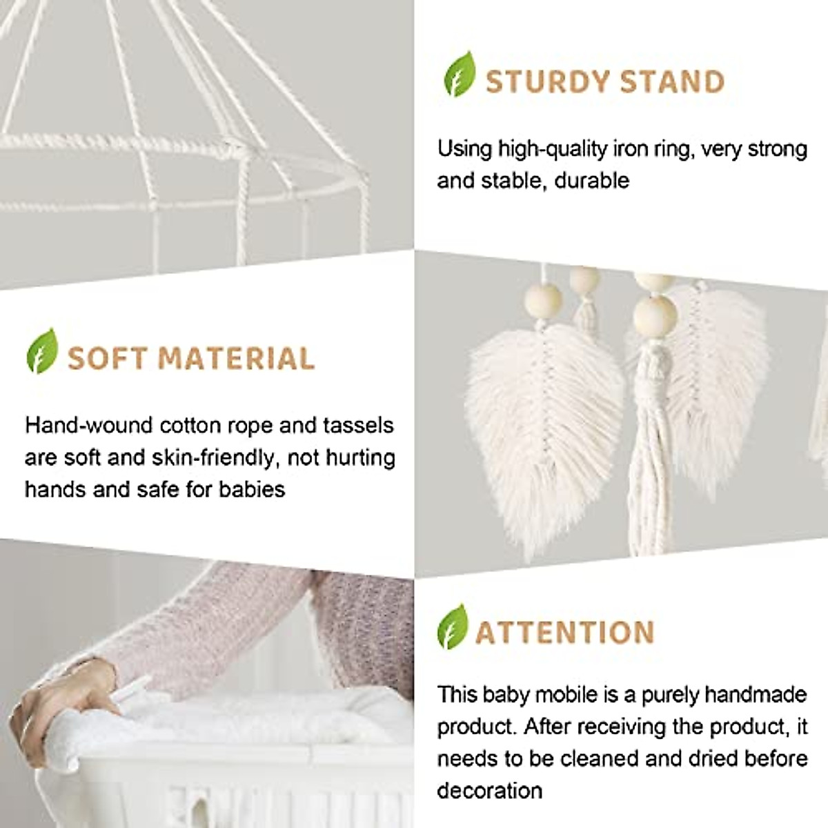 Boho Crib Mobile,Neutral Baby Crib Mobile,Baby Mobile for Crib,Boho Nursery Decor,Handmade Baby Mobile,Baby Ceiling Mobile Baby Nursery Decoration