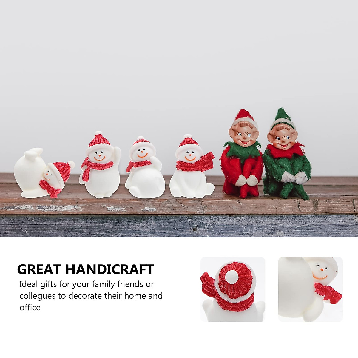 NOLITOY Micro Winter Landscape Ornaments Mini Resin Snowman Statue 4pcs Dollhouse Garden Fairy Yard Sculpture Decoration Random Style