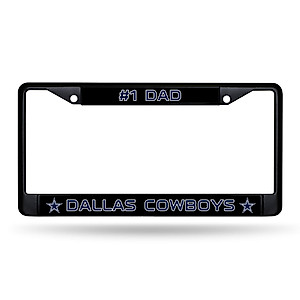 Rico Industries NFL Dallas Cowboys #1 DAD Black Chrome Frame 12" x 6" Car/Truck Auto Accessory
