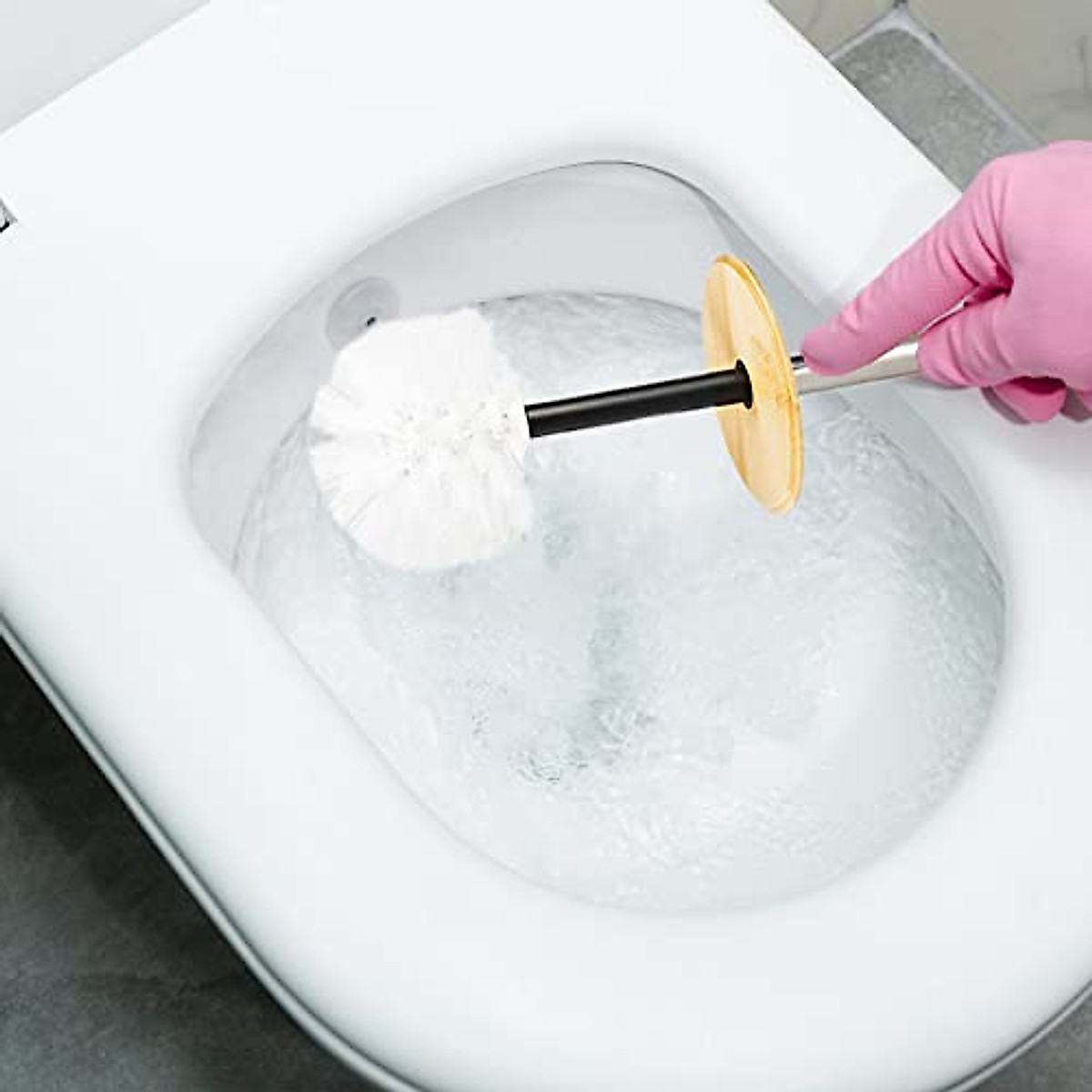 Bathroom Accessories Set, Set of 8 Piece Plastic Gift Set Toothbrush Holder,Toothbrush Cup,Soap Dispenser,Soap Dish,Toilet Brush Holder,Trash Can,Cotton Swab can for Bathroom (White bamboo-8pcs)