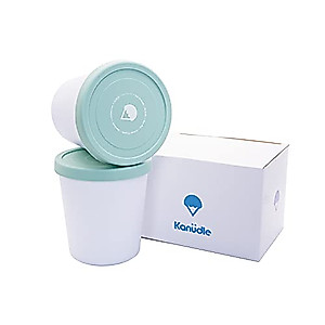 Kanudle Ice Cream Containers (2 Pack - 1 Quart Each) Perfect Freezer Storage Container Tubs with Silicone Lids for Ice Cream, Sorbet and Gelato | BPA Free and Dishwasher Safe