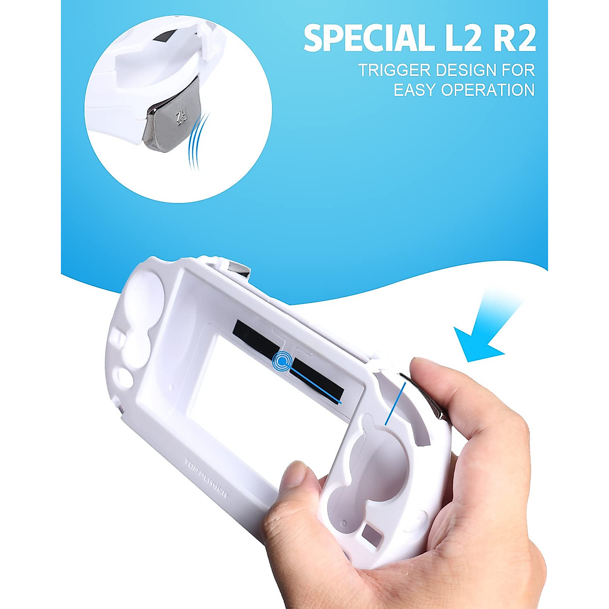 L2 R2 Trigger Hand Grip Shell Controller Protective Case for Sony PS Vita 1000 (White)