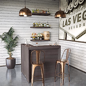 Bush Business Furniture Studio C Corner Bar Cabinet with Shelves, 48W, Storm Gray